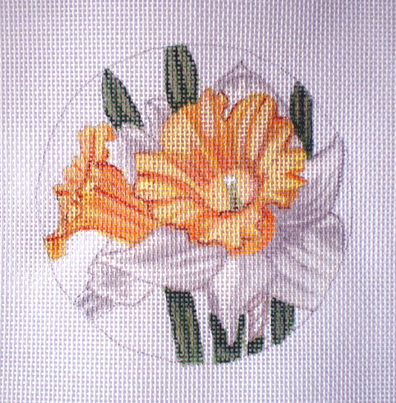 Needlepoint Canvas Handpainted 4" Daffodil Circle on 18ct. - Etsy