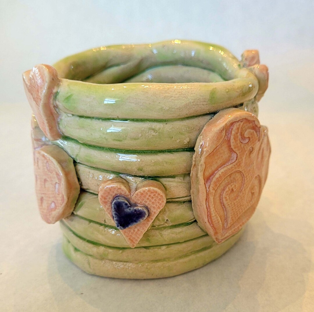Hand Sculpted Clay Heart Coil Pot 3 X 2.5 Hi Fire - Etsy