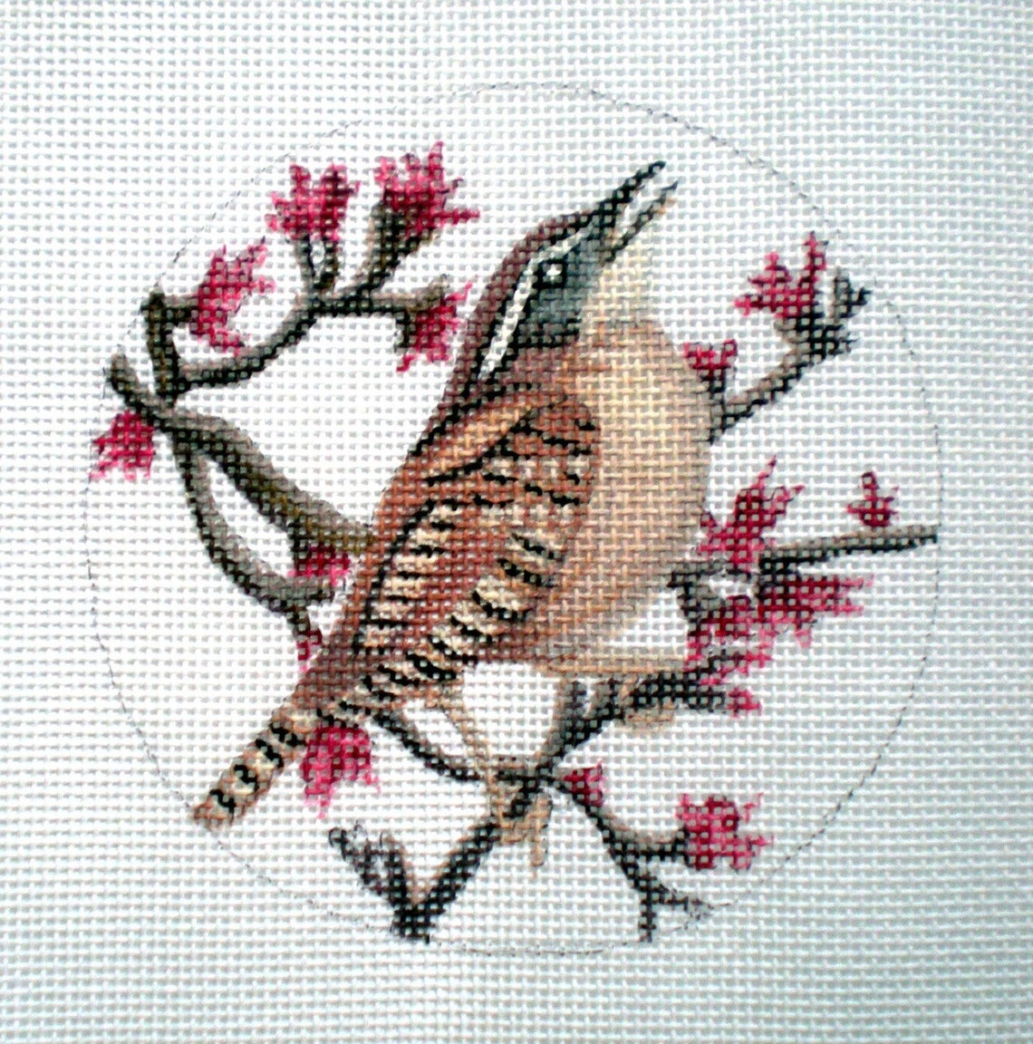 Needlepoint Canvas Handpainted 4" Carolina Wren on 18ct. - Etsy
