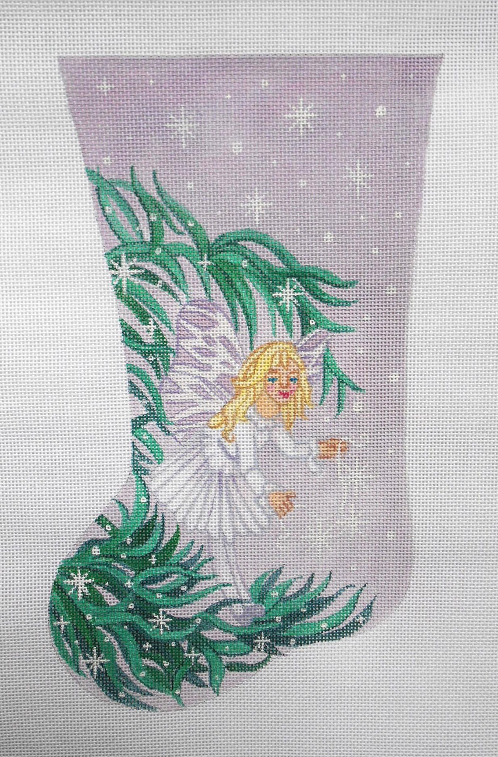 Needlepoint Stocking Canvas Handpainted "winter Frost Fairy" on 18ct ...