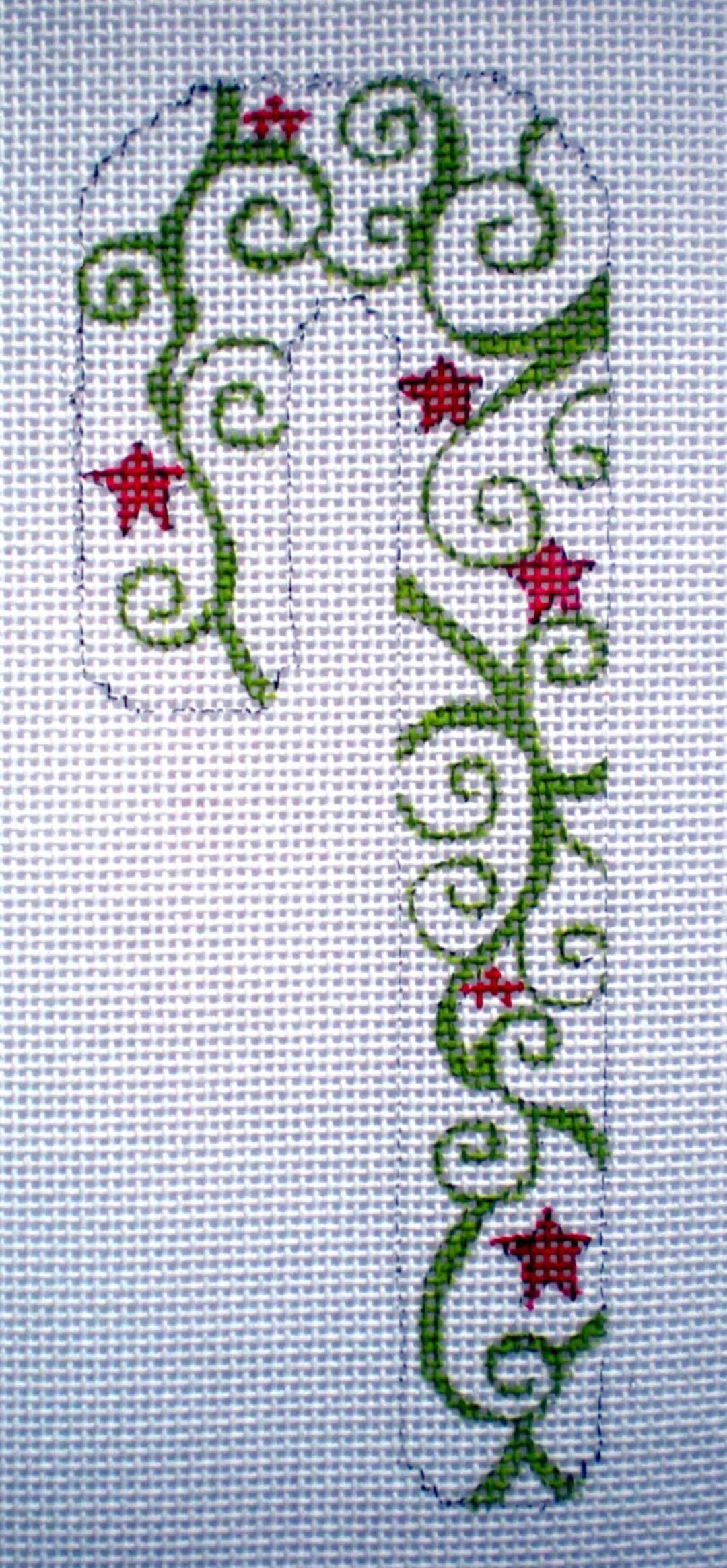 Needlepoint Canvas Handpainted 6" Candy Cane Swirls and Stars on 18ct ...