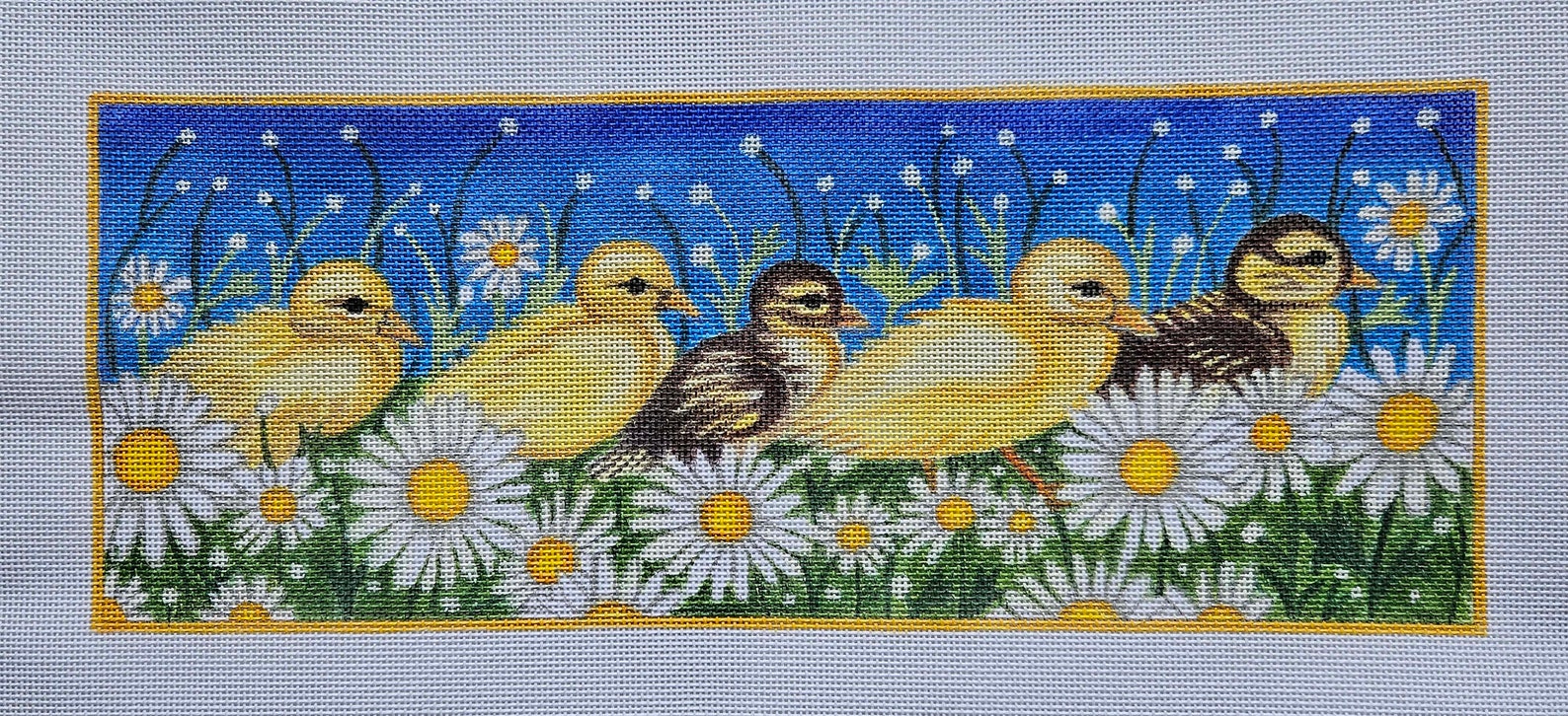 Needlepoint Canvas Handpainted Ducks and Daisies 13" X 5" on 18ct. - Etsy