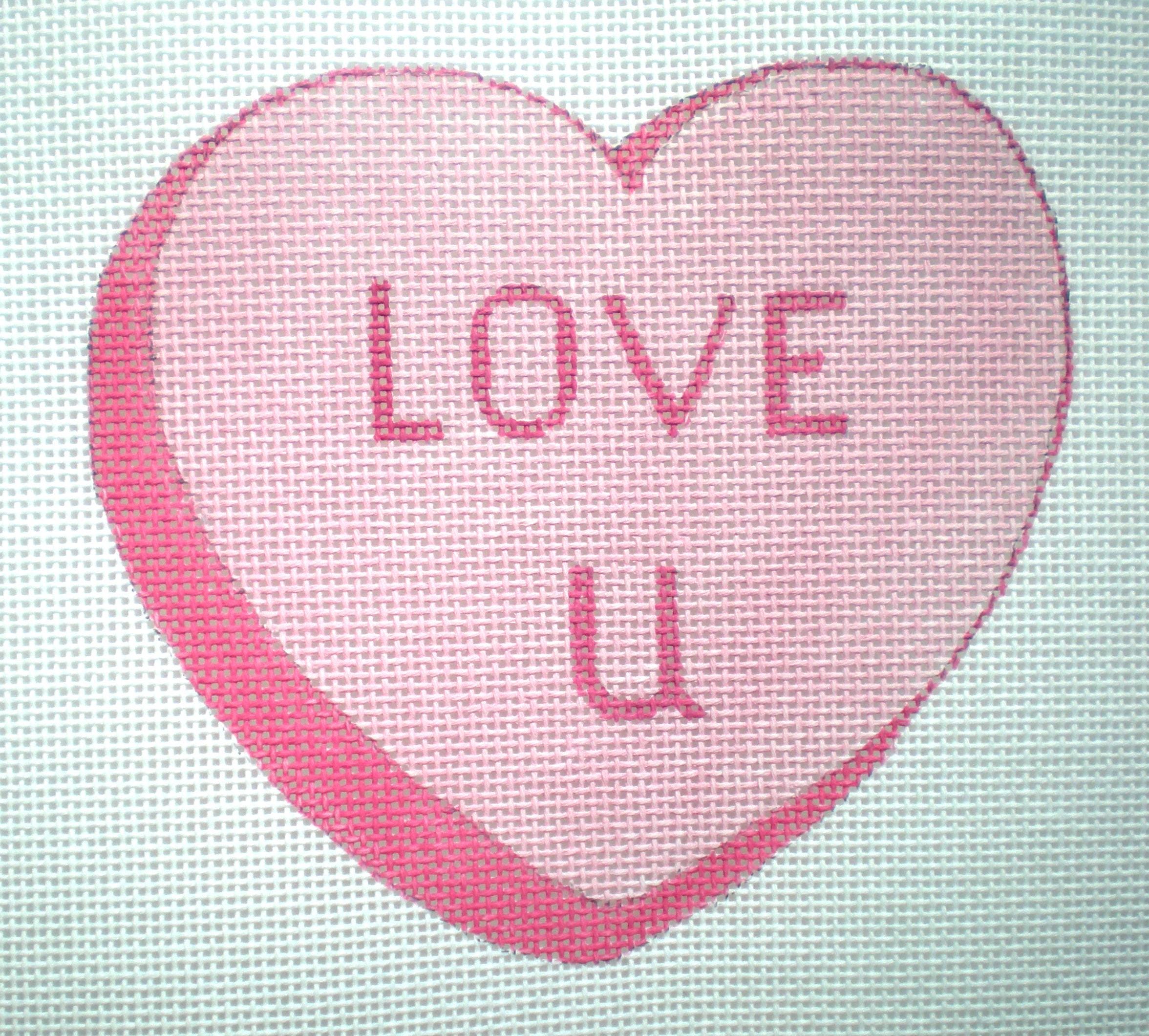 Needlepoint Canvas Handpainted 4" Love U Heart on 18ct. - Etsy
