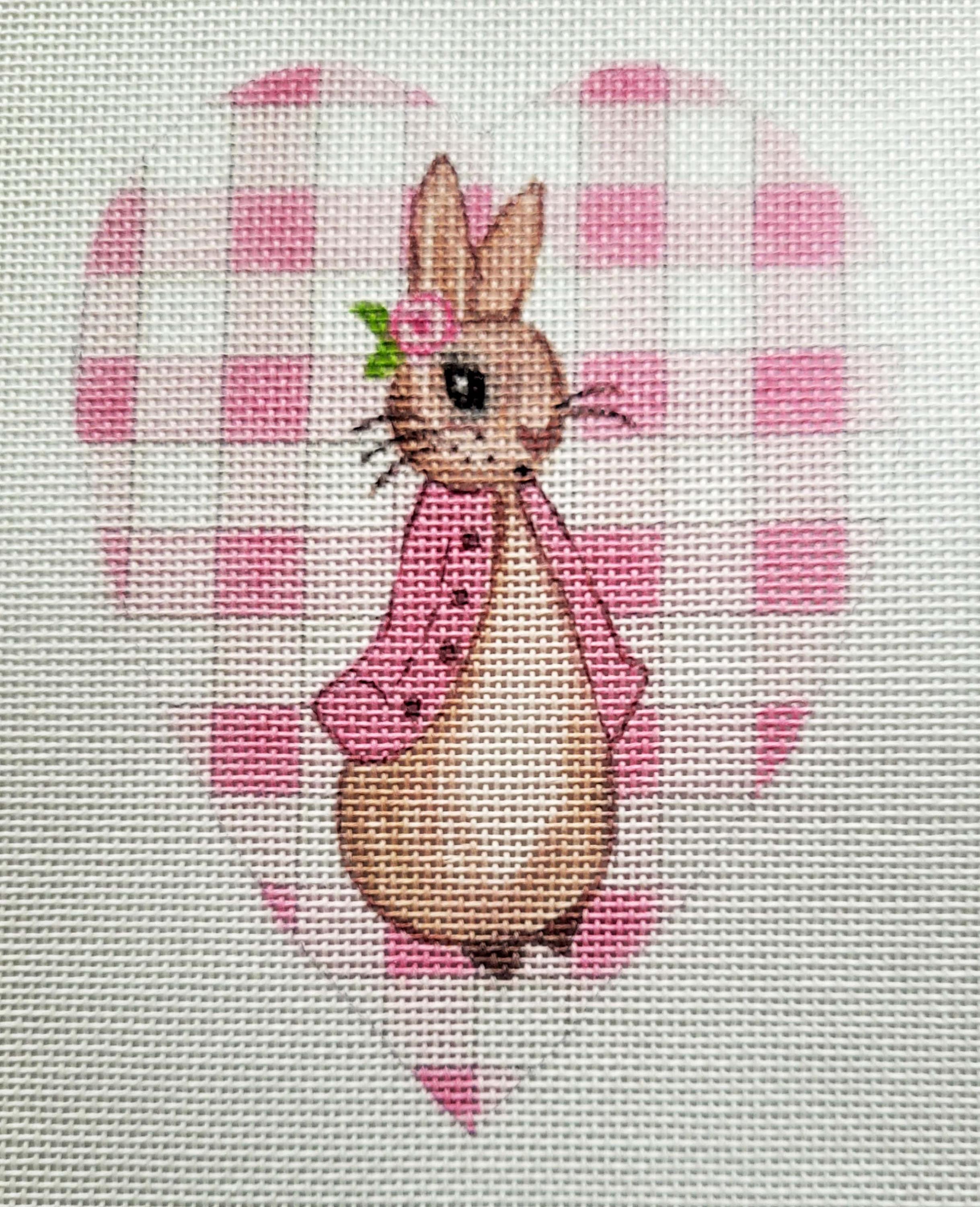 Needlepoint Canvas Hand Painted 5.5" X 4" Heart Shaped Pink Penelope ...