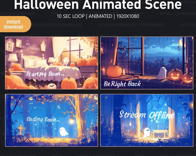 Halloween Stream Screen | Animated Stream Screen | Vtuber Stream ...