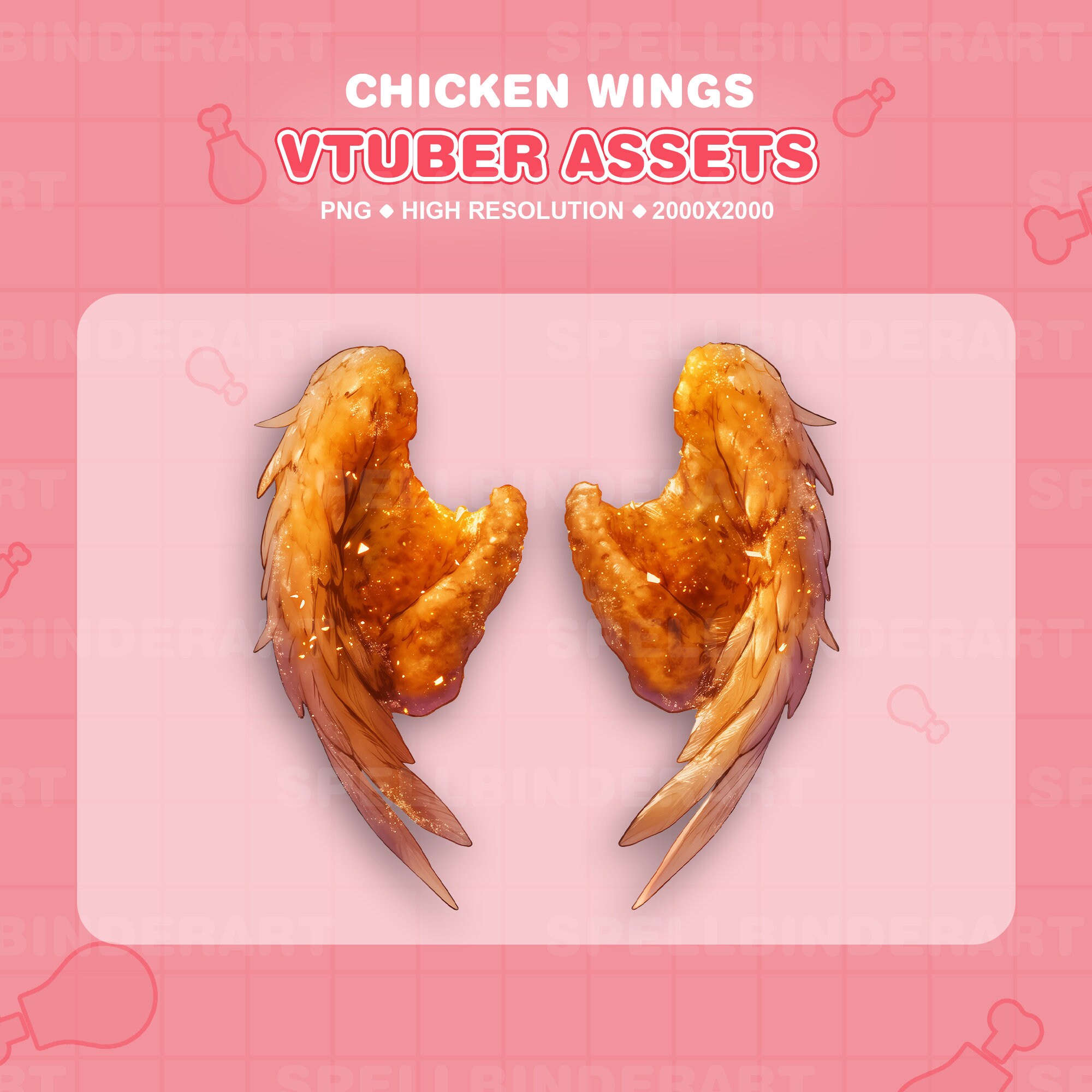 VTUBER Chicken Wings Wings Twitch Vtuber Decoration Digital Download ...