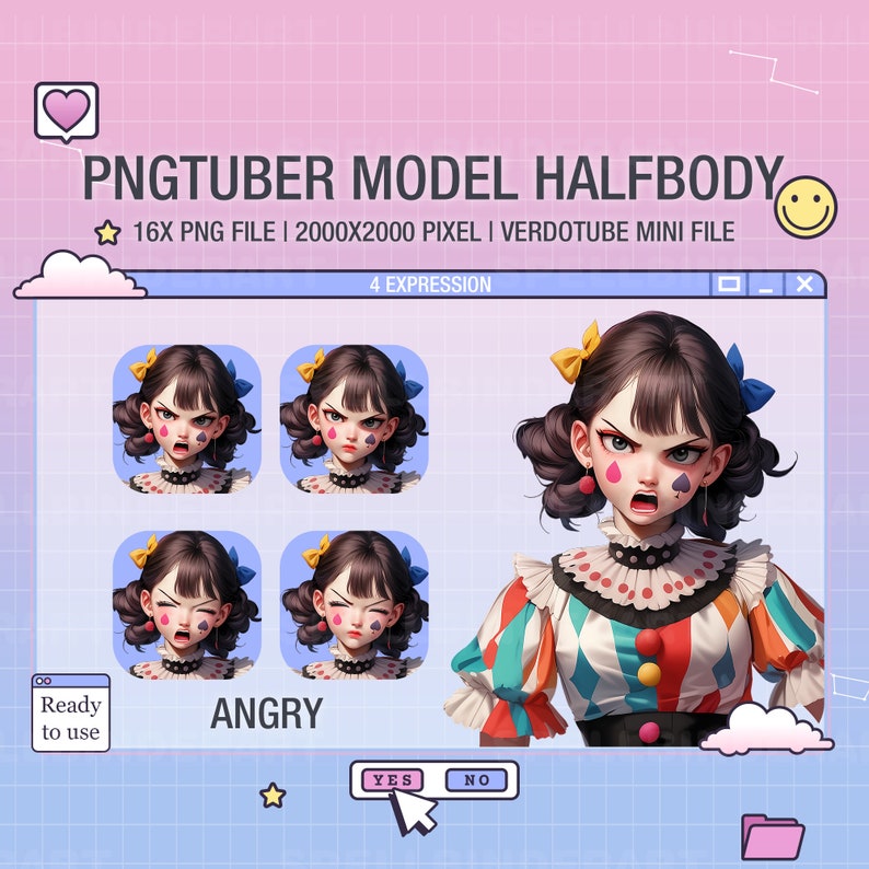 4 Expression | Pngtuber Essentials: Cute Girl Assets for Streaming ...