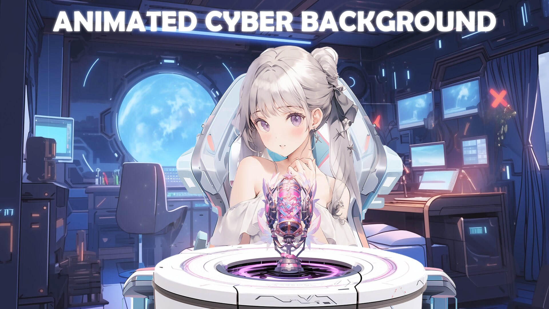 Cyber Background Animated | Desktop Wallpaper | Vtuber Assets | Ai ...