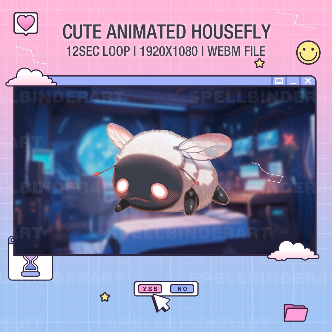 Animated Cute Housefly Cute Animal Vtuber Assets Decoration Twitch ...