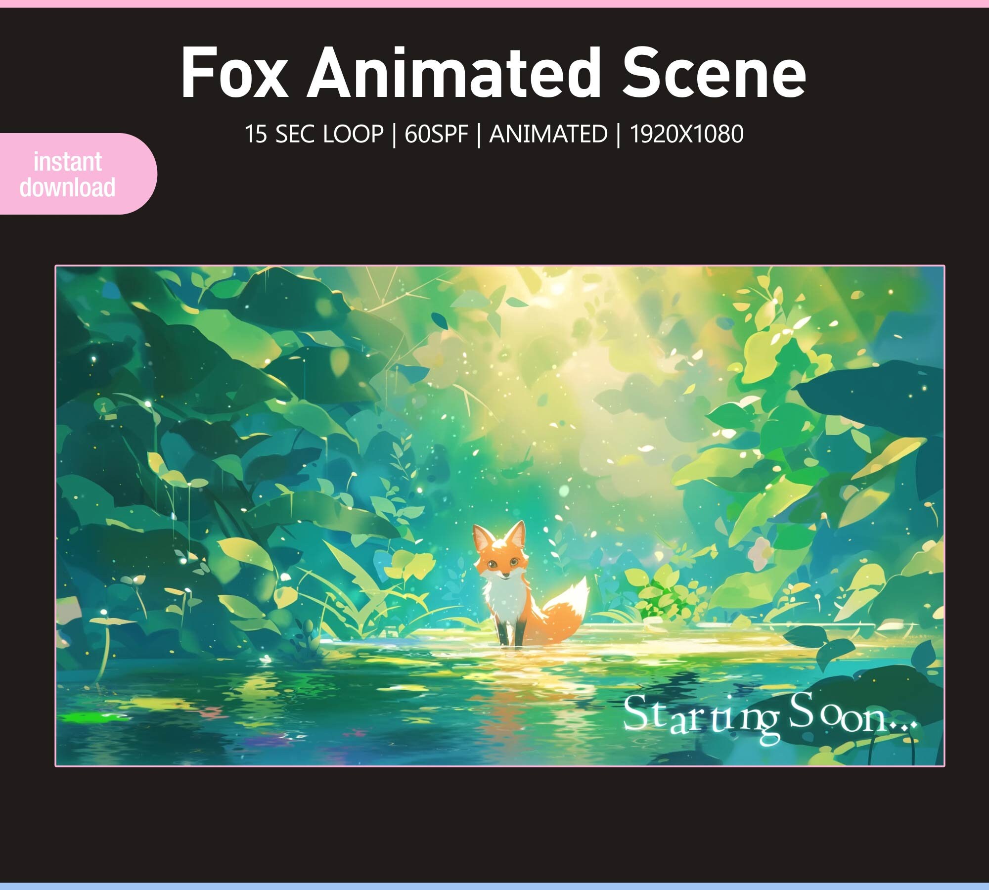 Animated Fox Vtuber Screens | Looped Stream Overlays (digital Download ...