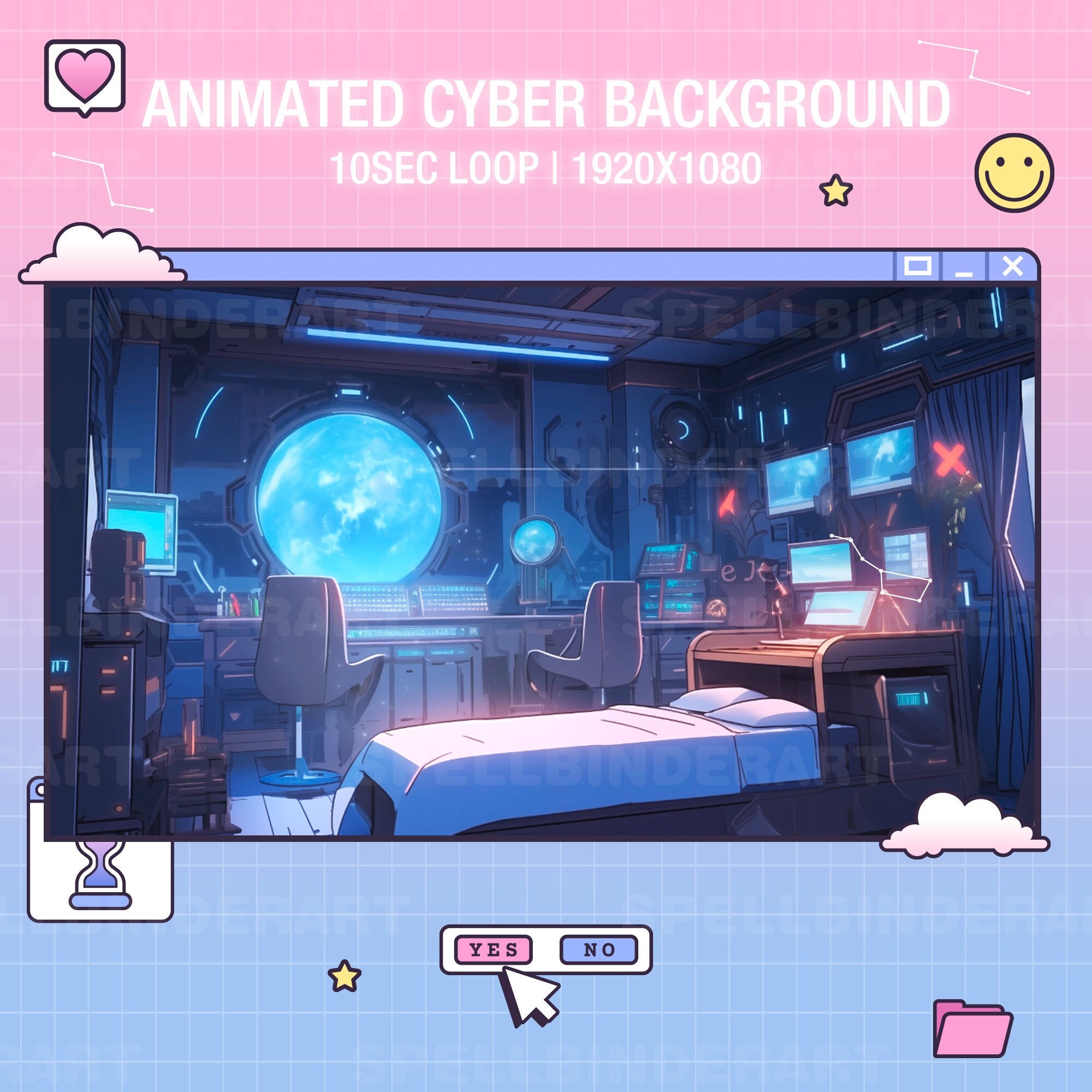Cyber Background Animated | Desktop Wallpaper | Vtuber Assets | Ai ...