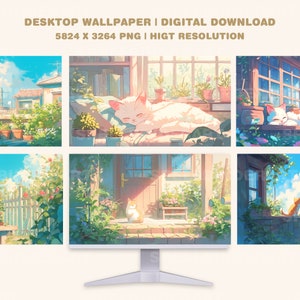 Chill Cats Wallpaper Lofi Plants Wallpaper Desktop Japan Wallpaper ...