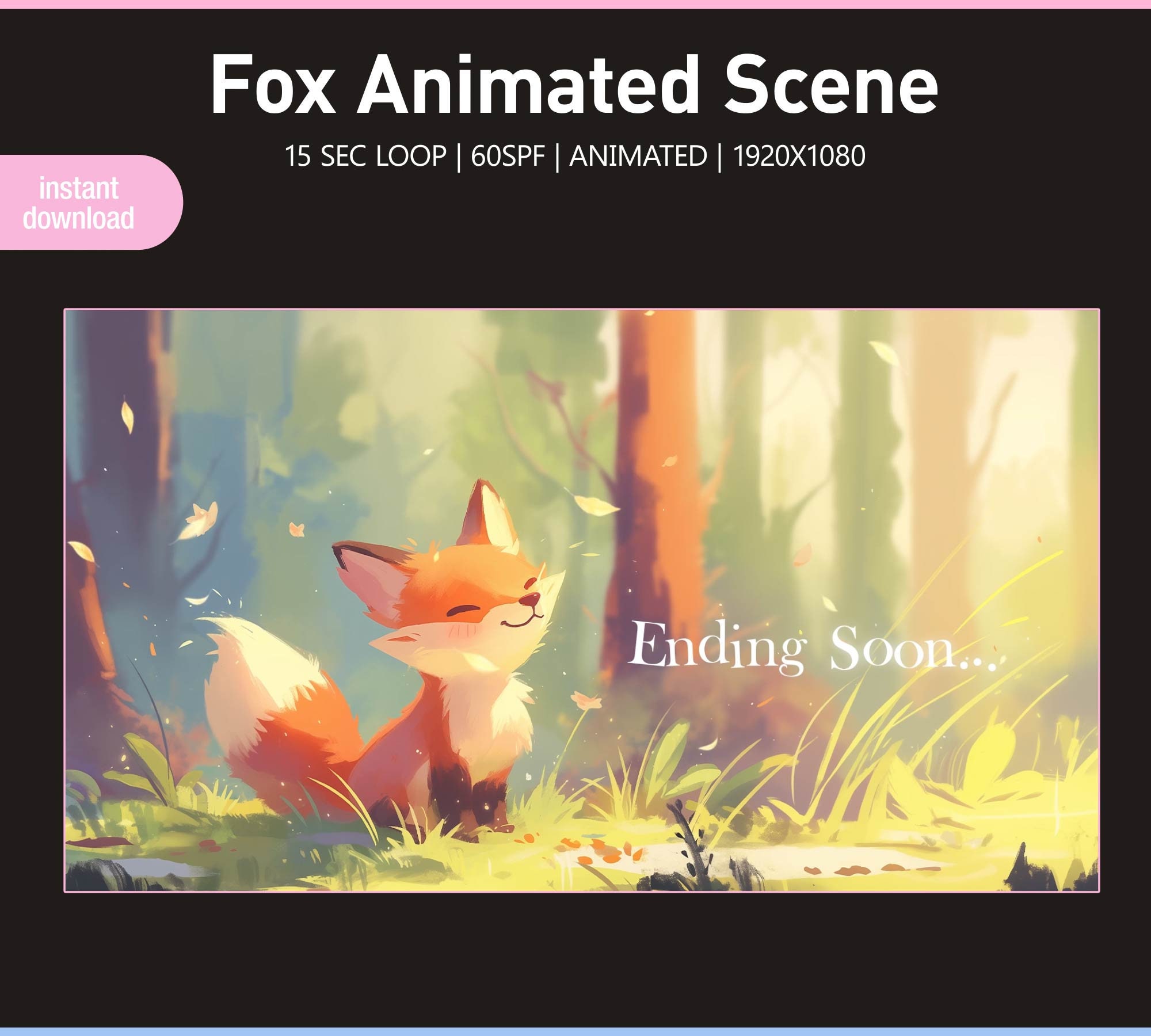 Animated Fox Vtuber Screens | Looped Stream Overlays (digital Download ...