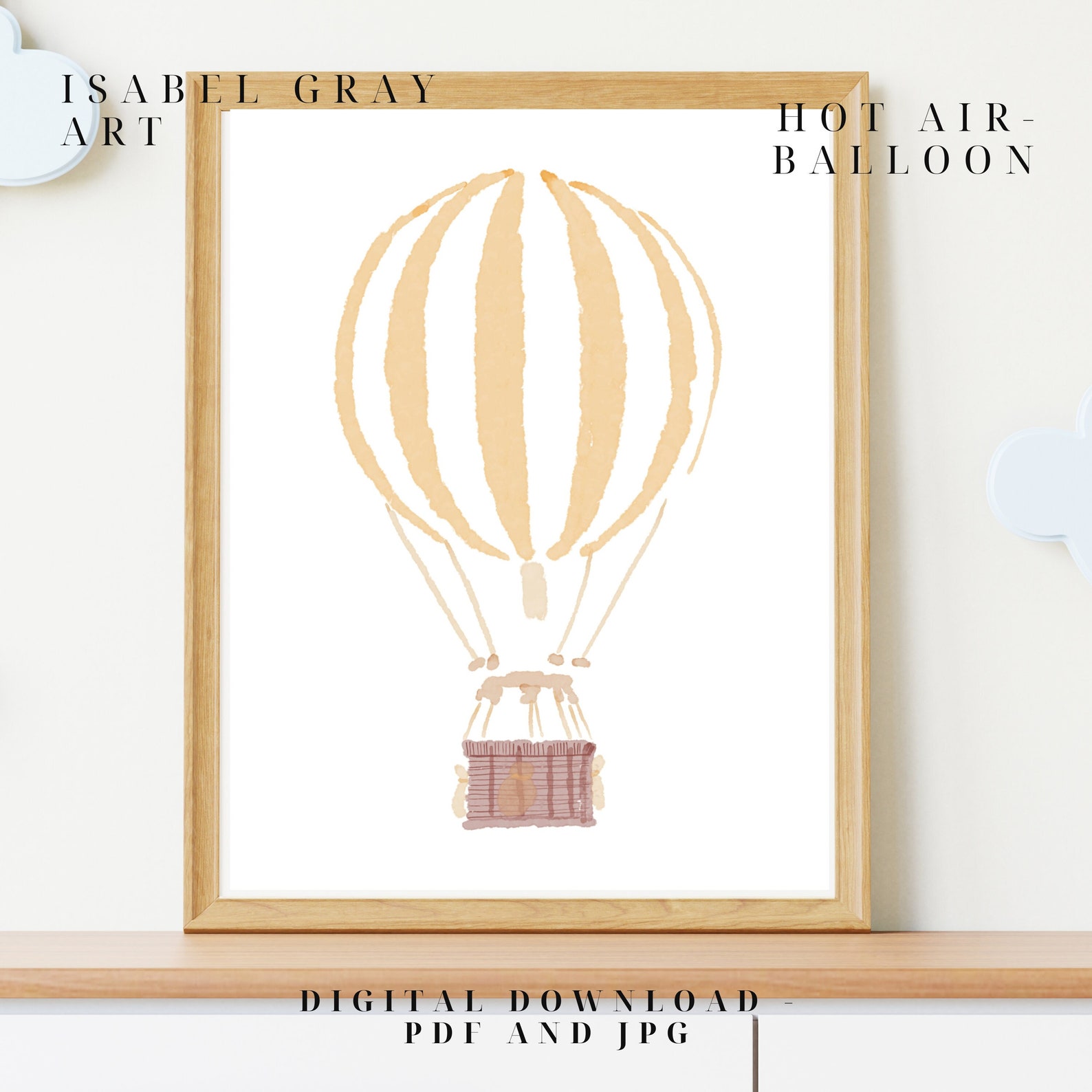 Hot Air Balloon Printable Nursery Décor Printable Art Watercolour Art ...