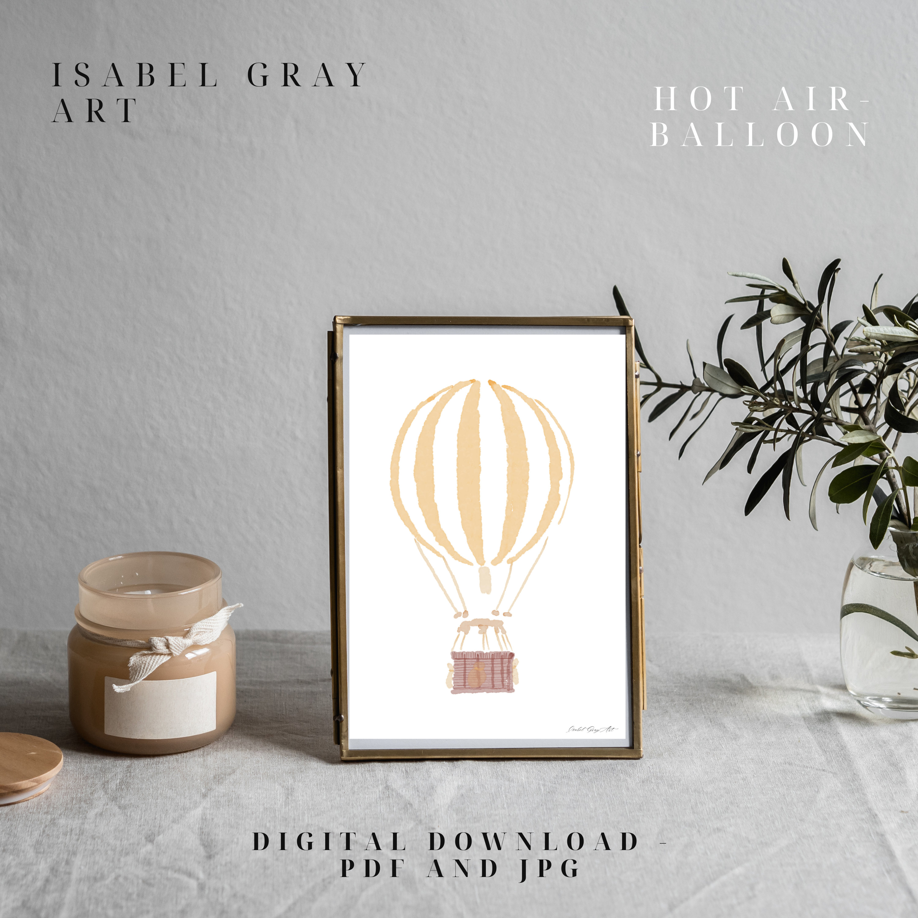 Hot Air Balloon Printable Nursery Décor Printable Art Watercolour Art ...
