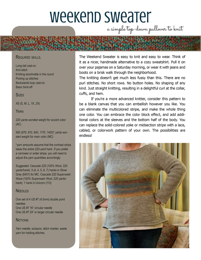 Weekend Sweater Knitting Pattern - Etsy