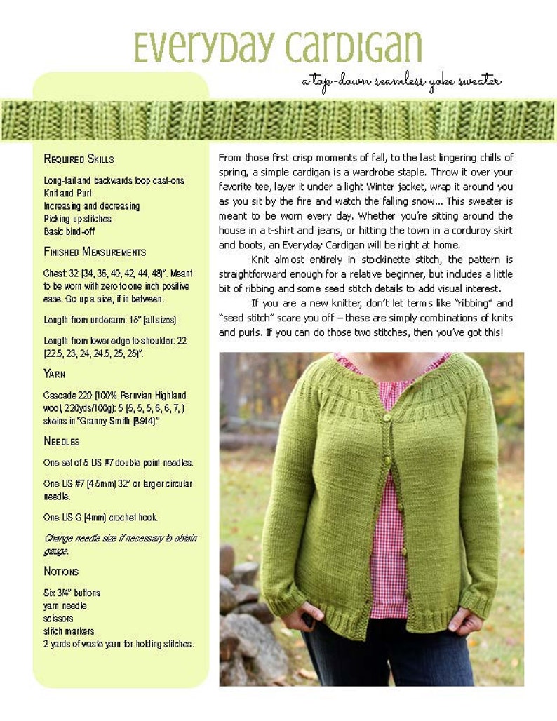 Everyday Cardigan Knitting Pattern and Tutorial - Etsy