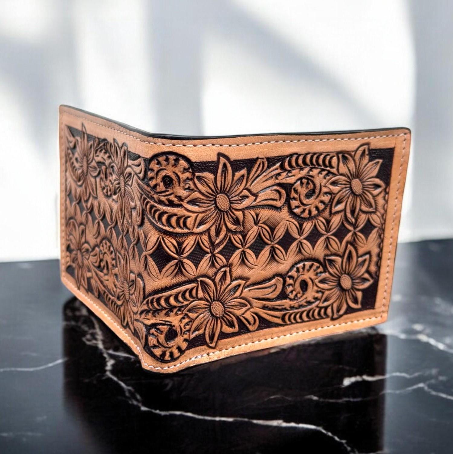 Personalized Western Tooled Leather Wallet for Men and Woman, Custom ...