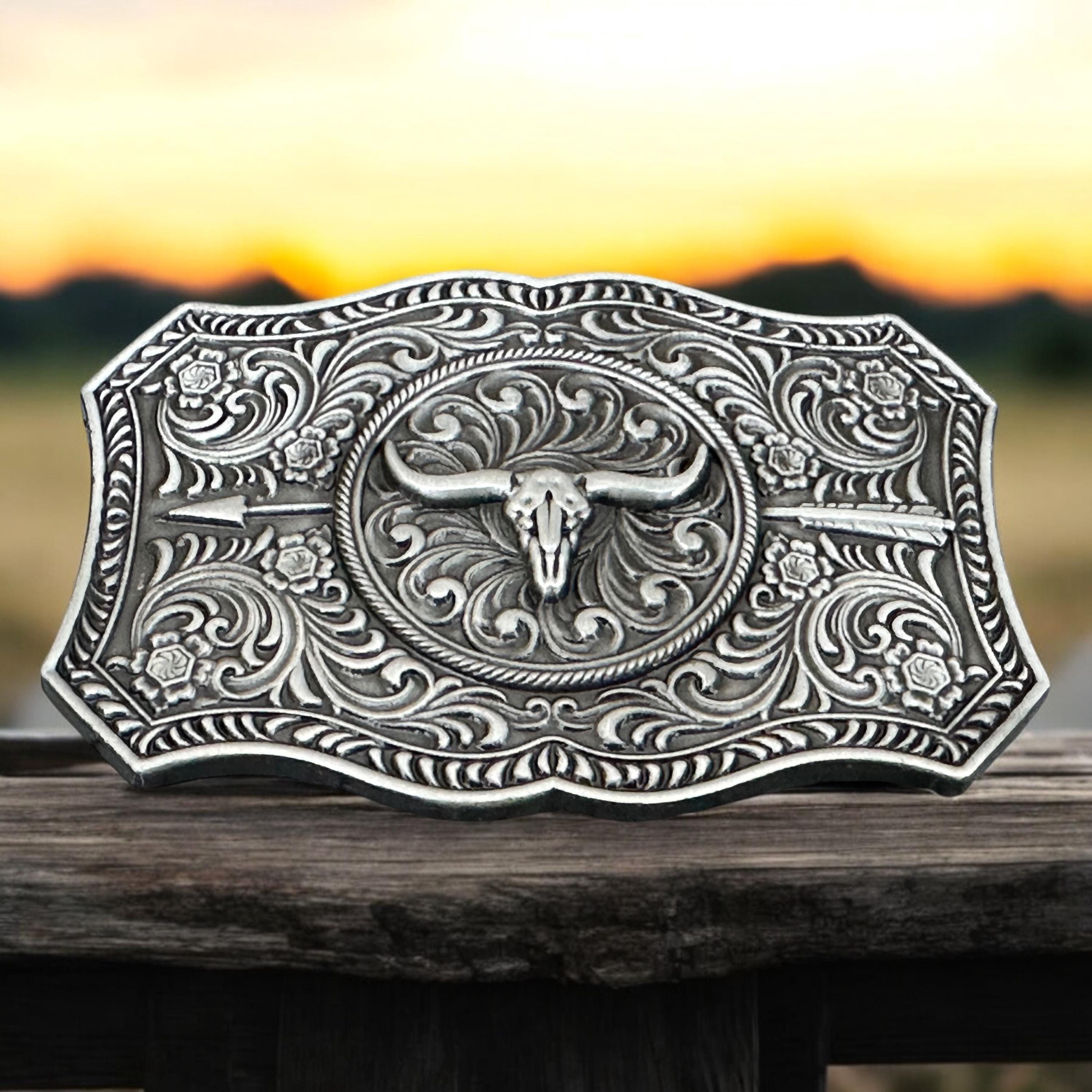 Floral Western Belt Buckle for Men Women, Cowboy Cowgirl Rodeo ...