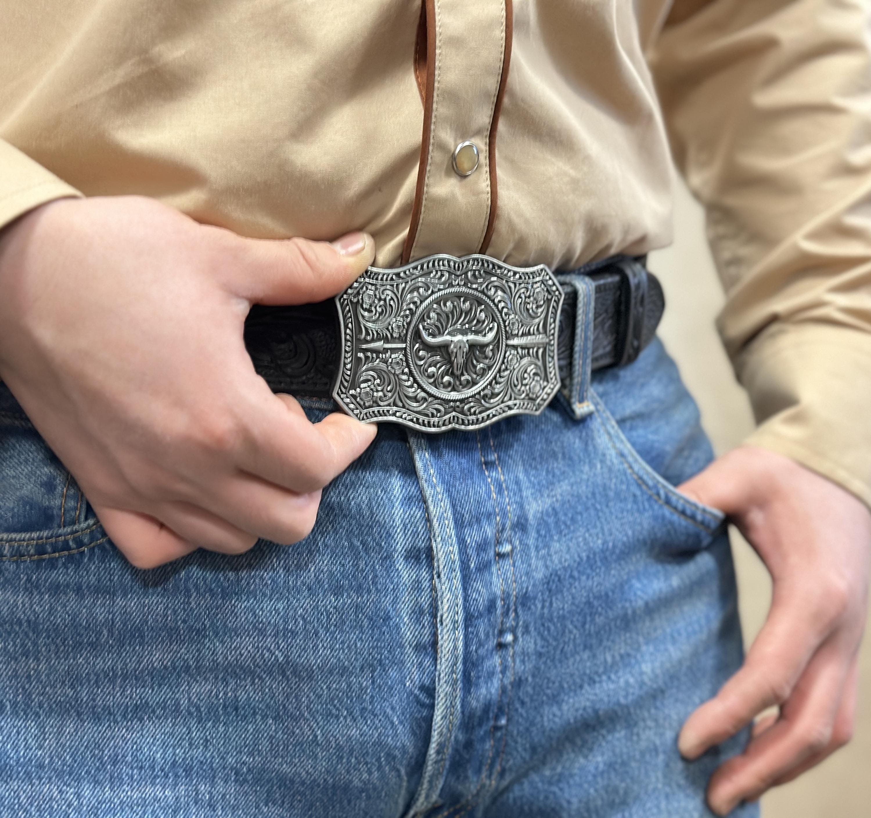 Floral Western Belt Buckle for Men Women, Cowboy Cowgirl Rodeo ...