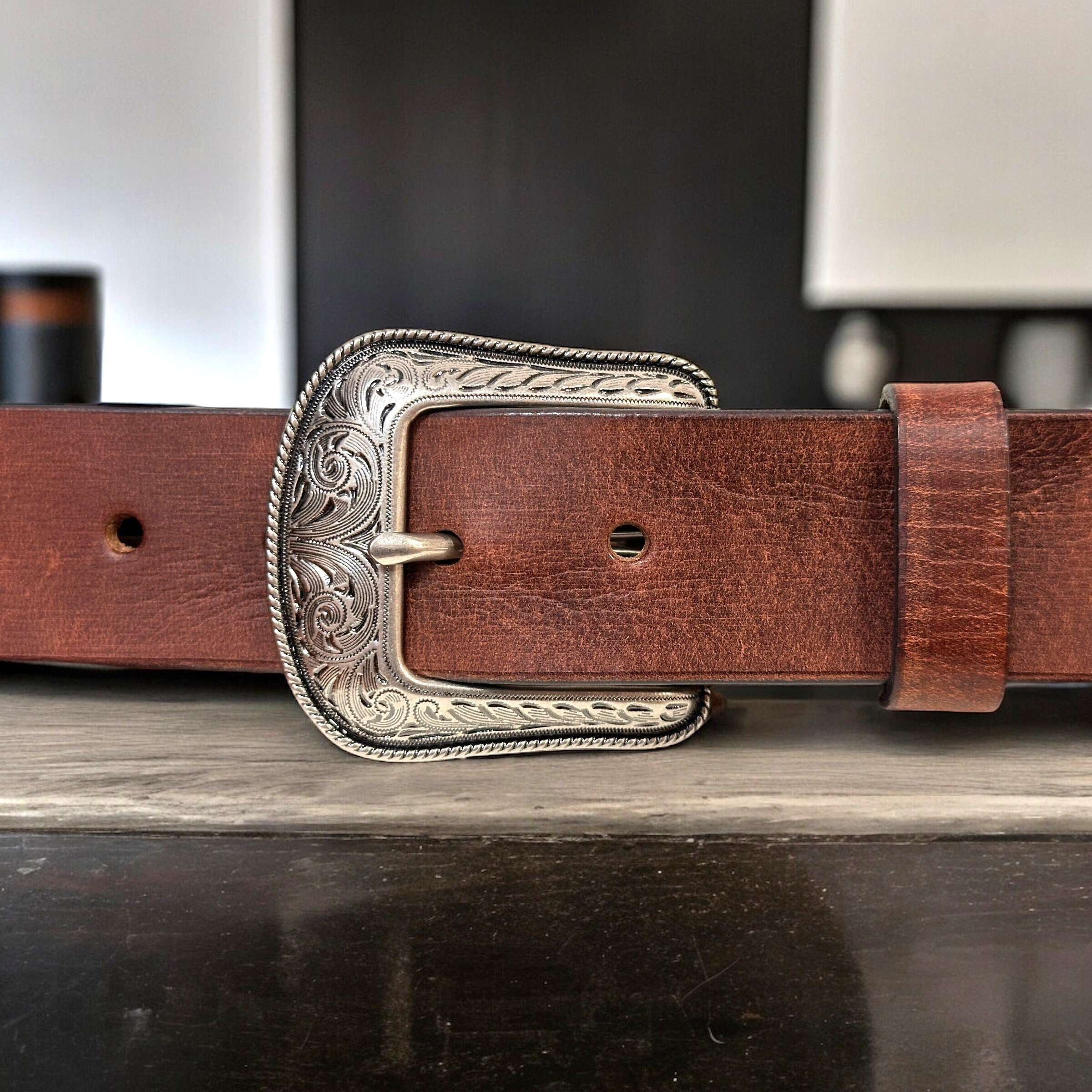 Floral Western Pin Belt Buckle for Men Women, Cowboy Removable Belt ...