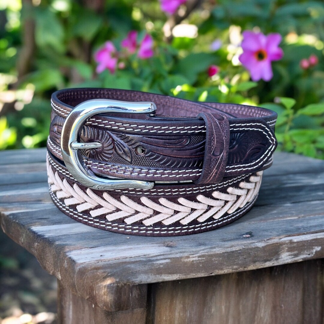 Handmade Western Leather Belt for Men Women, Cowboy Rodeo Heavy Duty ...