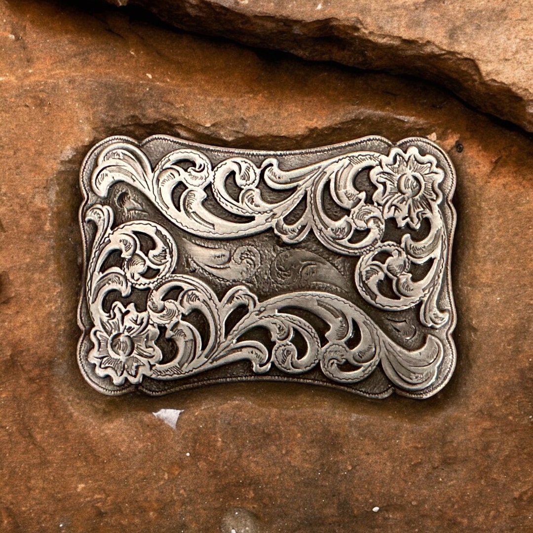 Floral Western Belt Buckle for Men Women, Embossed Cowboy Cowgirl Rodeo ...