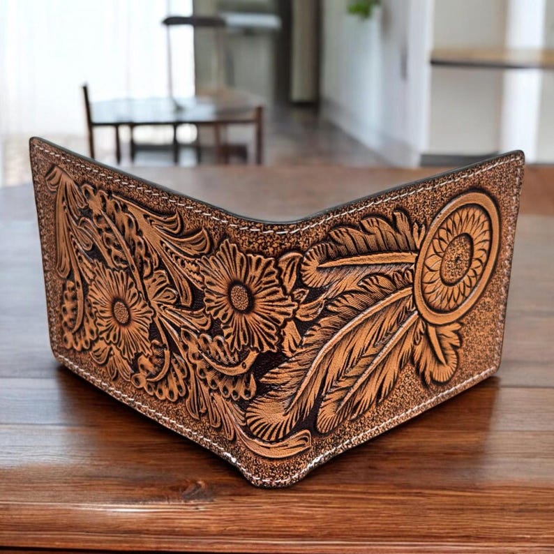 Personalized Western Tooled Leather Wallet for Men and Woman, Custom ...
