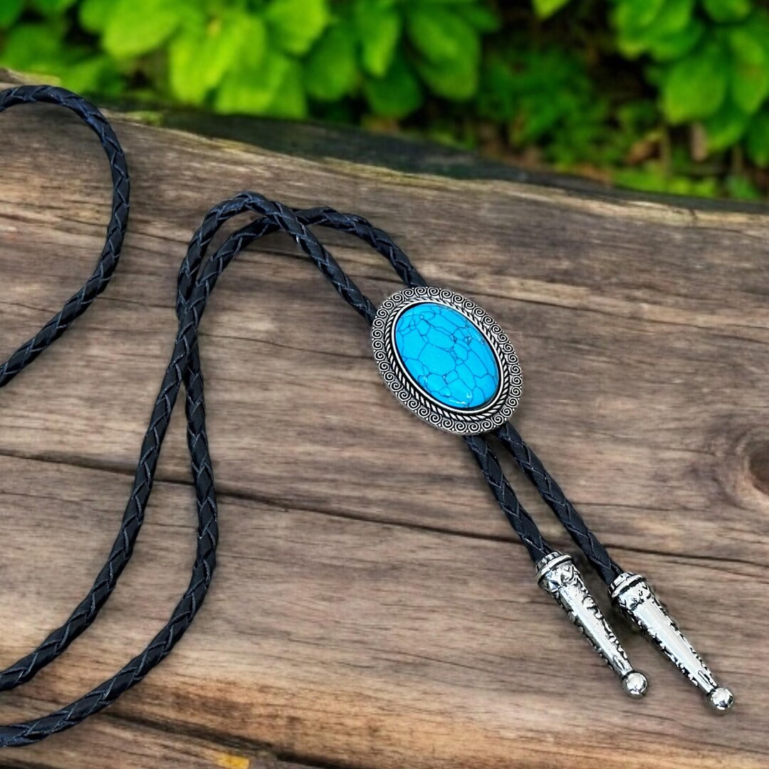 Western Cowboy Stone Bolo Tie for Men Women, Country Texas Cowboy ...