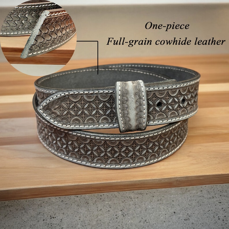 Handmade Western Cowboy Leather Belt for Men Women, Floral Tooled ...
