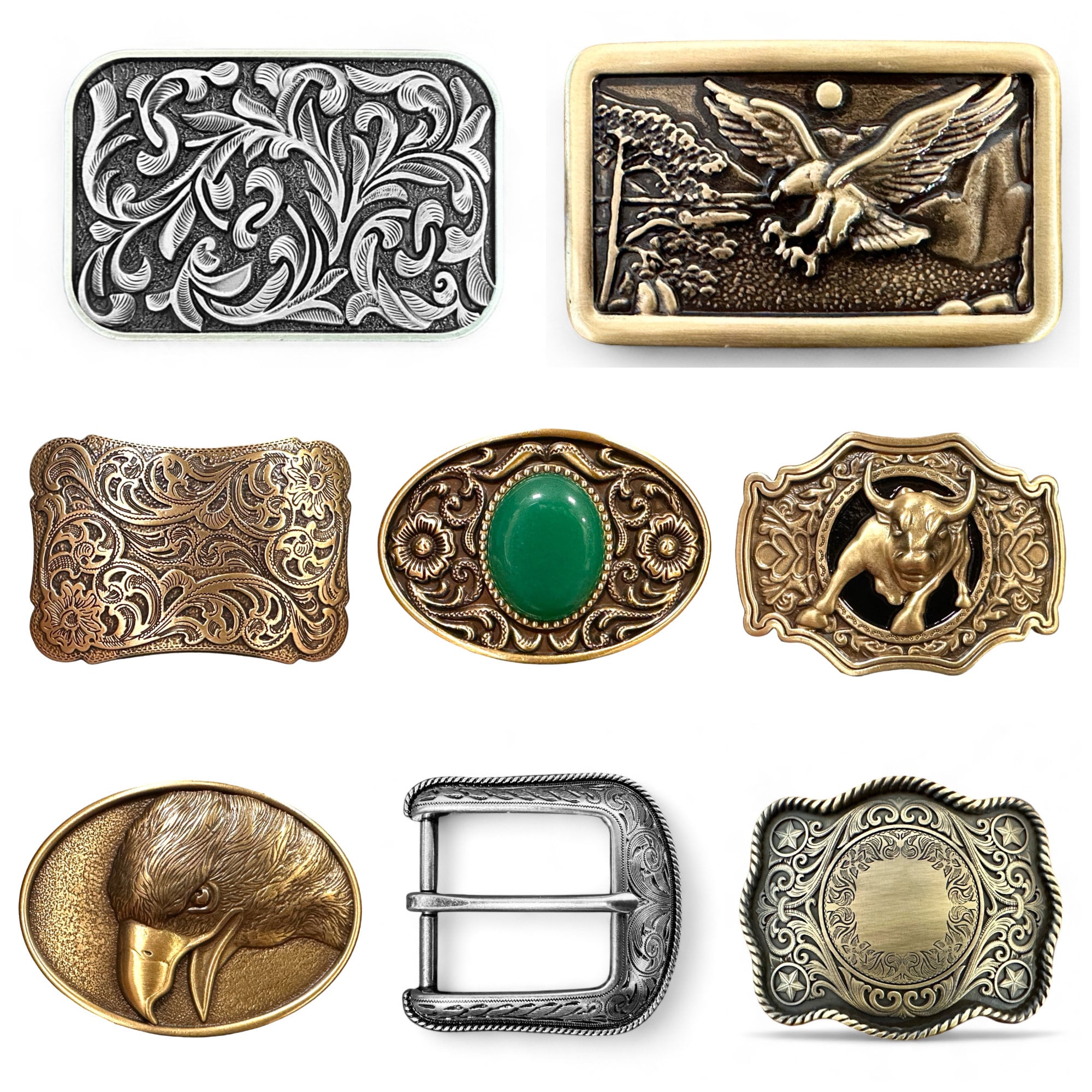Floral Western Belt Buckle for Men Women, Solid Brass Cowboy Cowgirl ...