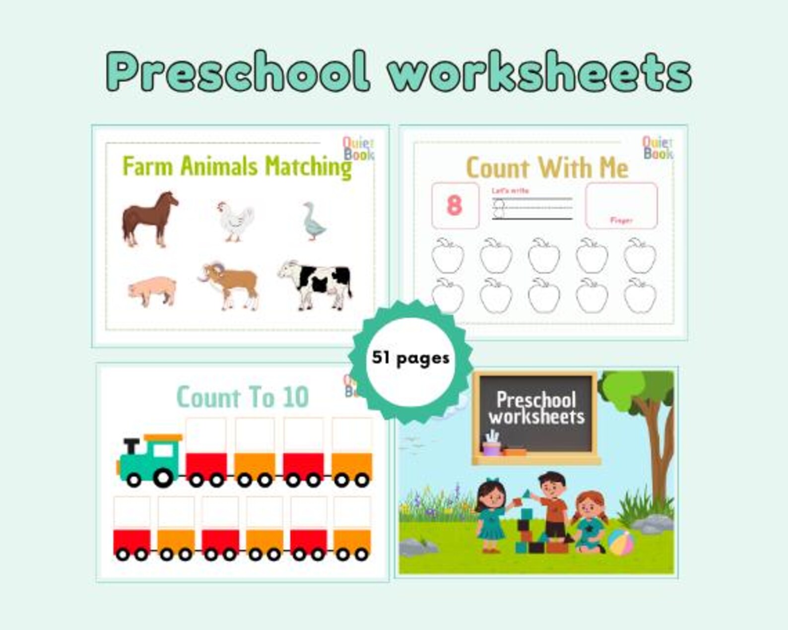 Preschool Worksheets, Quiet Book, Printables for Kids, Homeschool ...