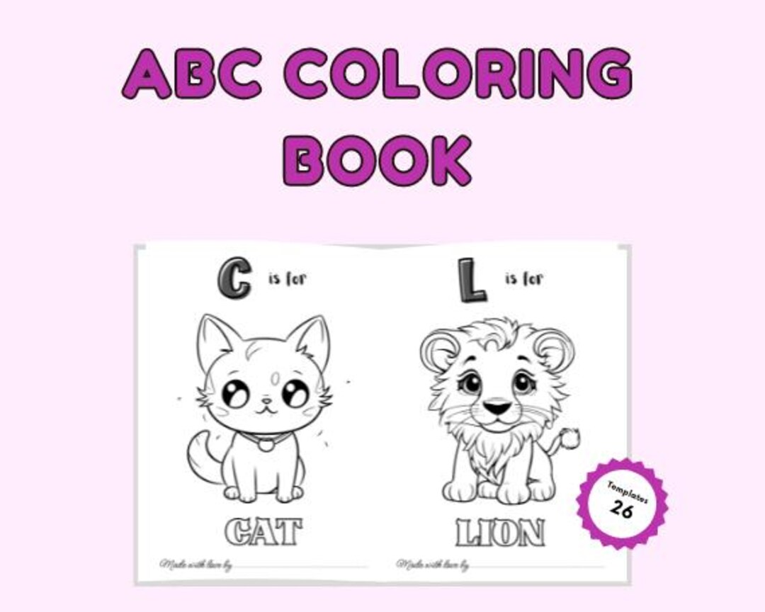 ABC Coloring Book, Digital Download, Printable, Alphabet , Baby's First ...