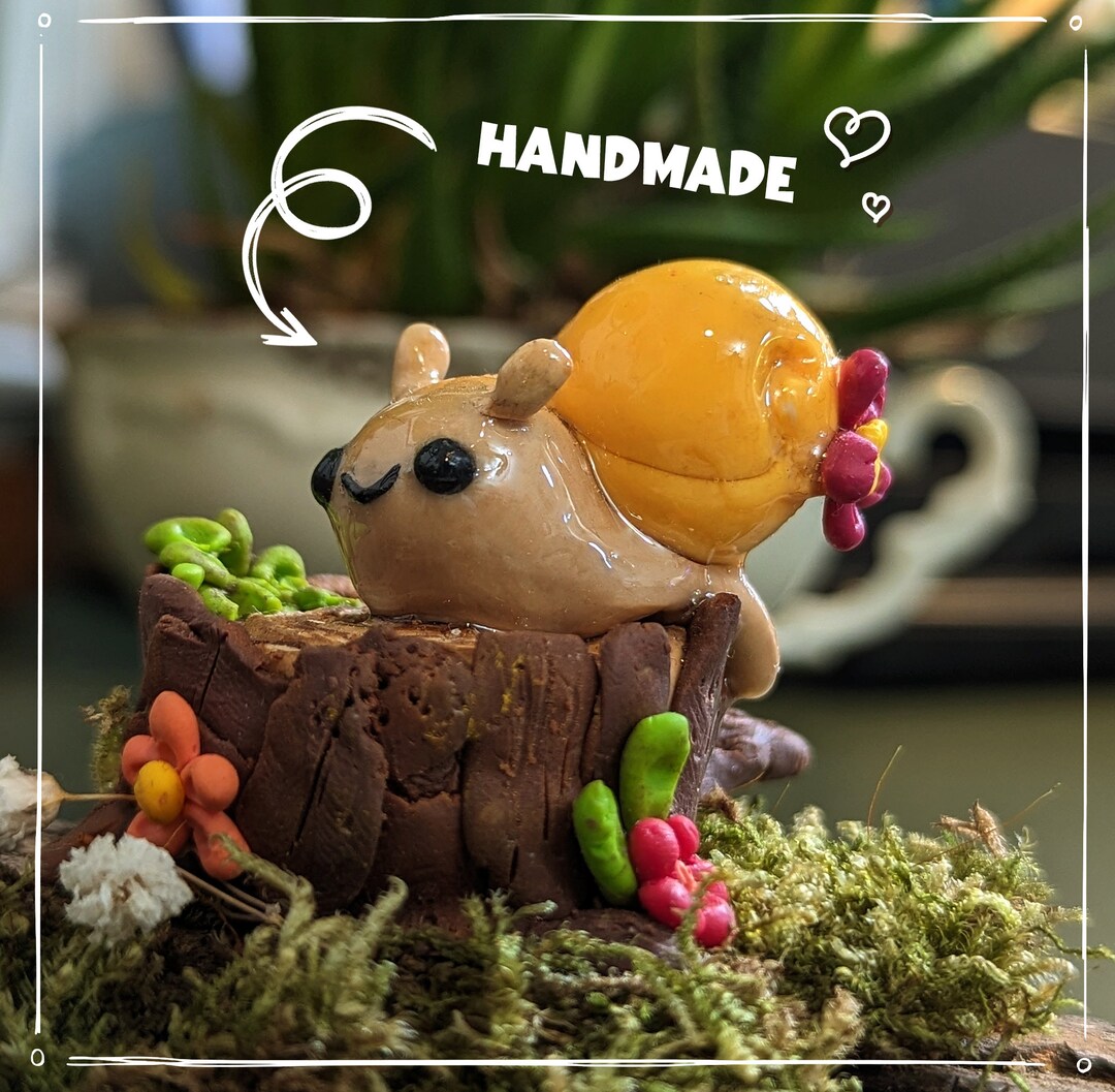 Cute Kawaii Snail Desk Friend/ Cute Polymer Clay Figurine, Snail ...