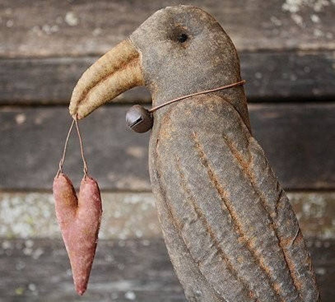 PATTERN Primitive Folk Art Crow Heart Make Do E-PATTERN - Etsy