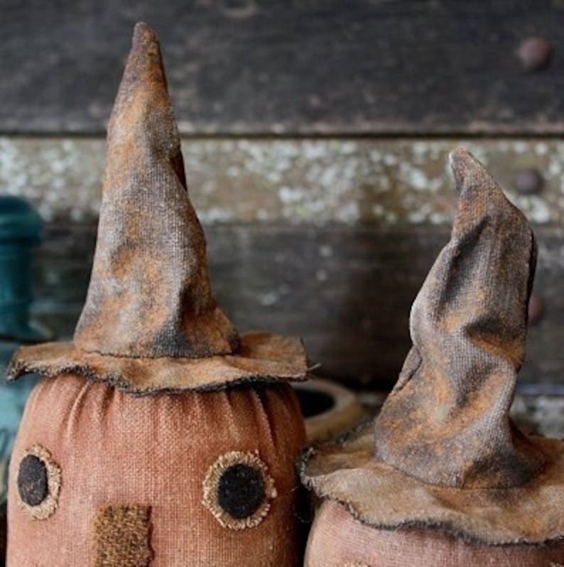 PATTERN Primitive Folk Art Halloween Witch Pumpkin Shelf Sitter Digital ...