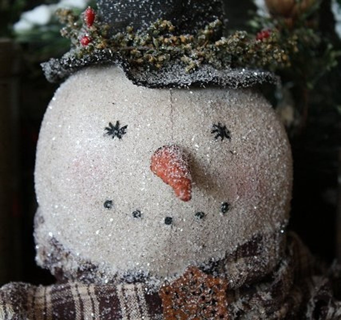 PATTERN Primtive Frosty Snowman Head Make Do Digital PDF | Etsy