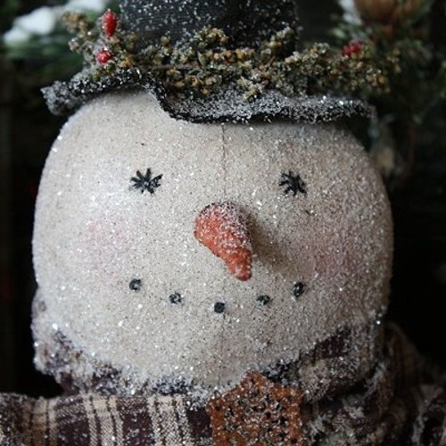PATTERN Primtive Frosty Snowman Head Make Do Digital PDF - Etsy
