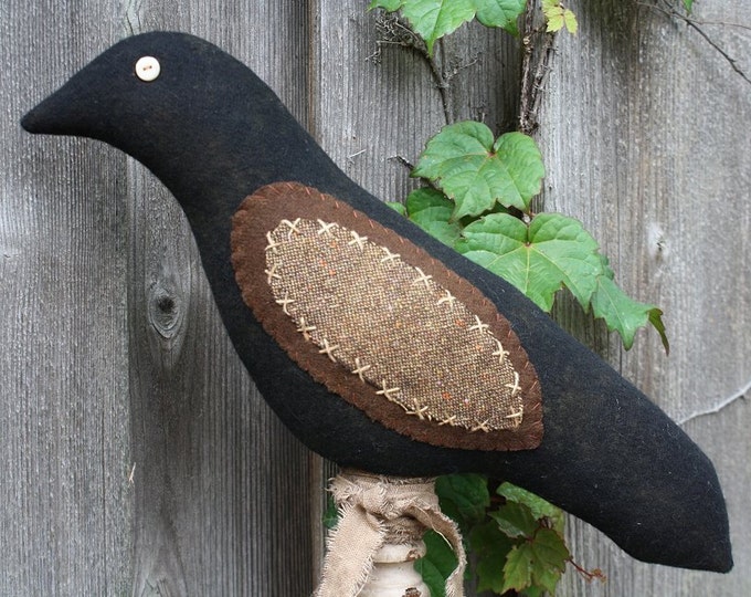 Primitive Large Wool Folk Art Crow Make Do - Etsy