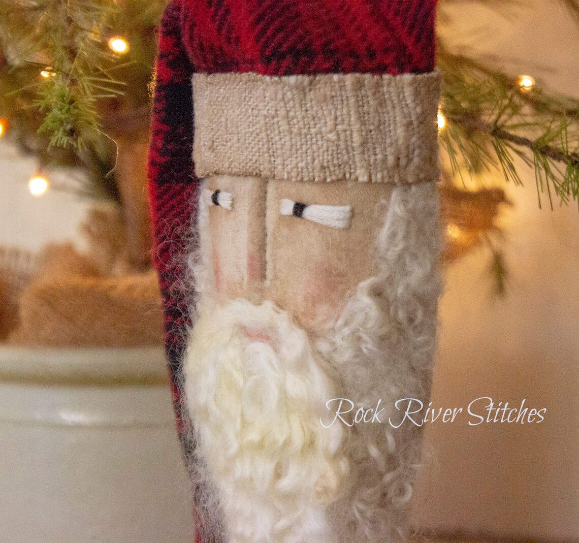 PATTERN Primitive Christmas Folk Art Sant Make Do, Holiday Home Decor ...
