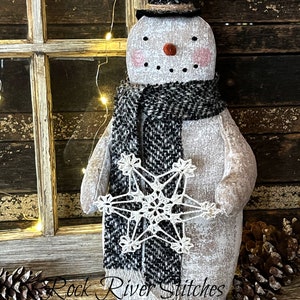 PATTERN PDF Digital Primitive Winter Snowflake Snowman Pattern, Sewing ...