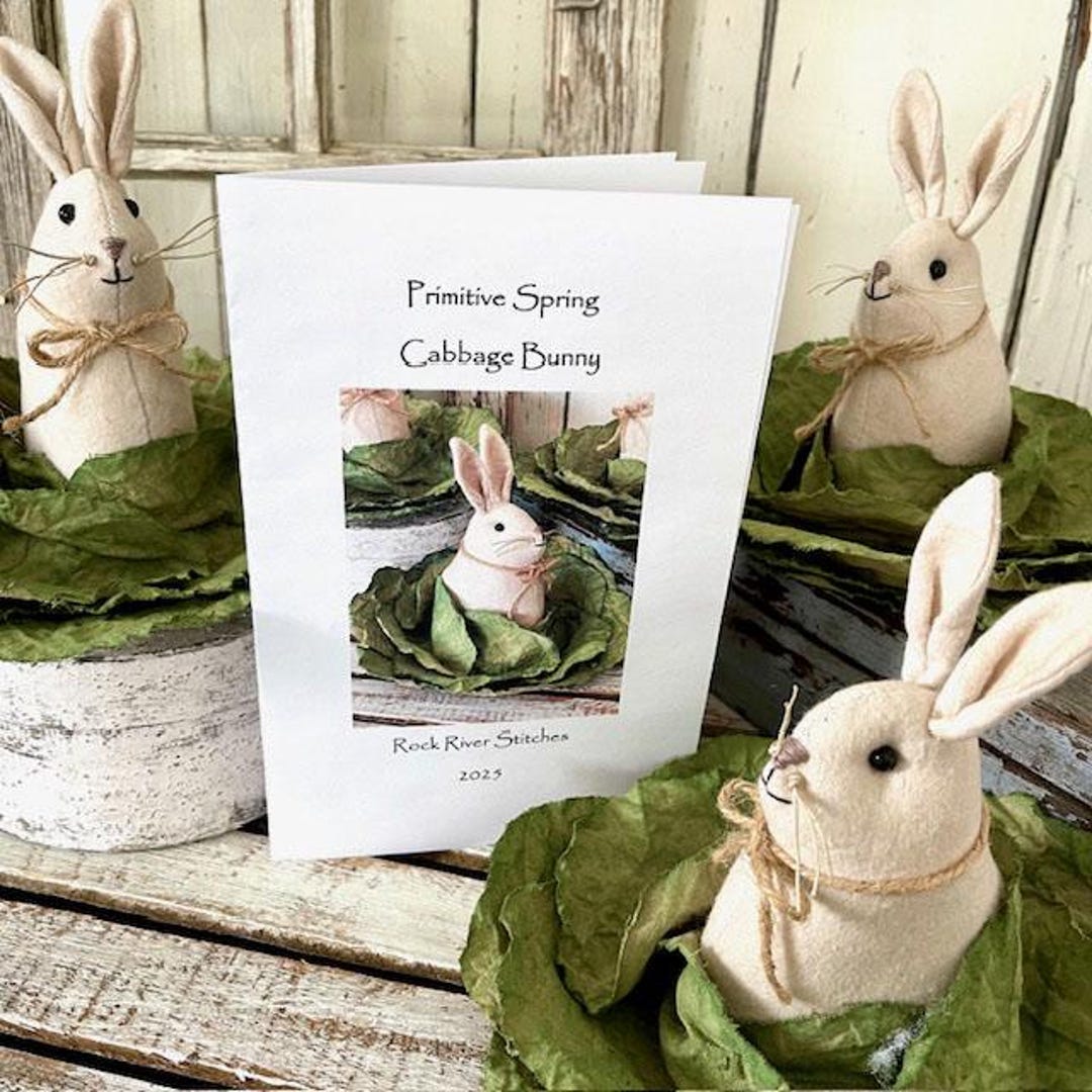 Digital PDF PATTERN, Primitive Spring Cabbage Bunny, Sewing PATTERN - Etsy