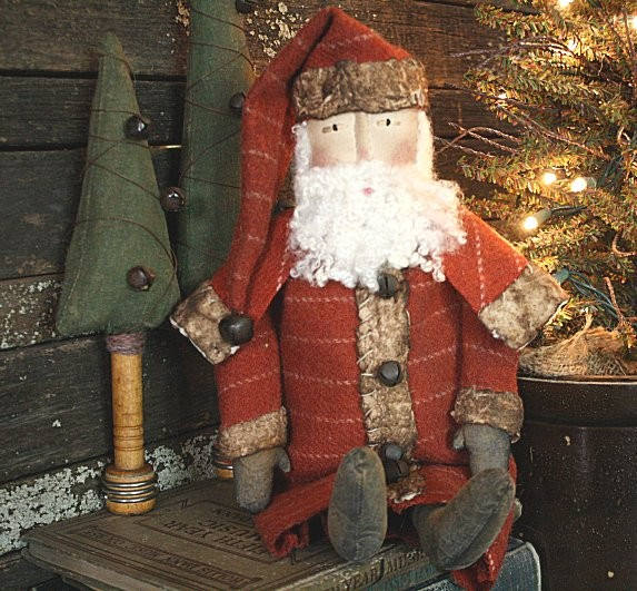 PATTERN Primitive Christmas Folk Art Santa Doll Digital PDF - Etsy