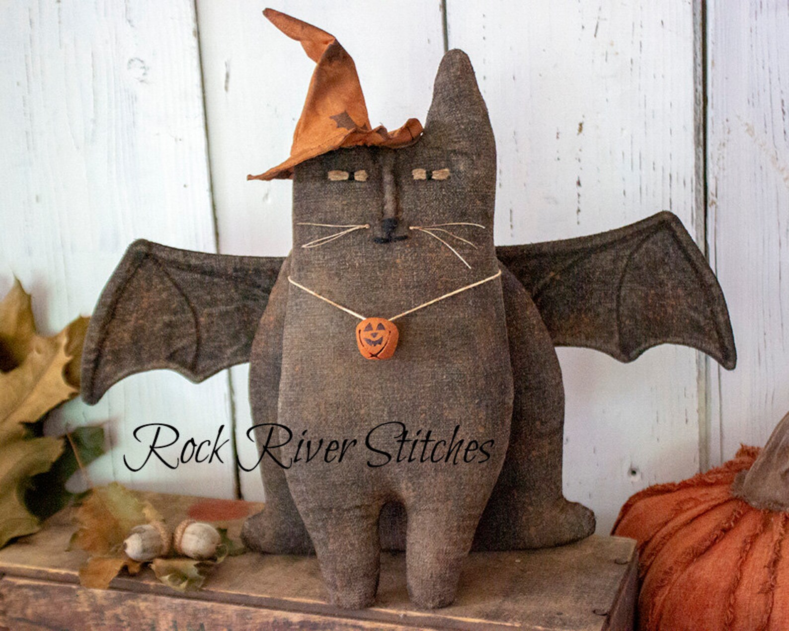 PATTERN Primitive Halloween Bat Cat Doll Pattern Halloween - Etsy