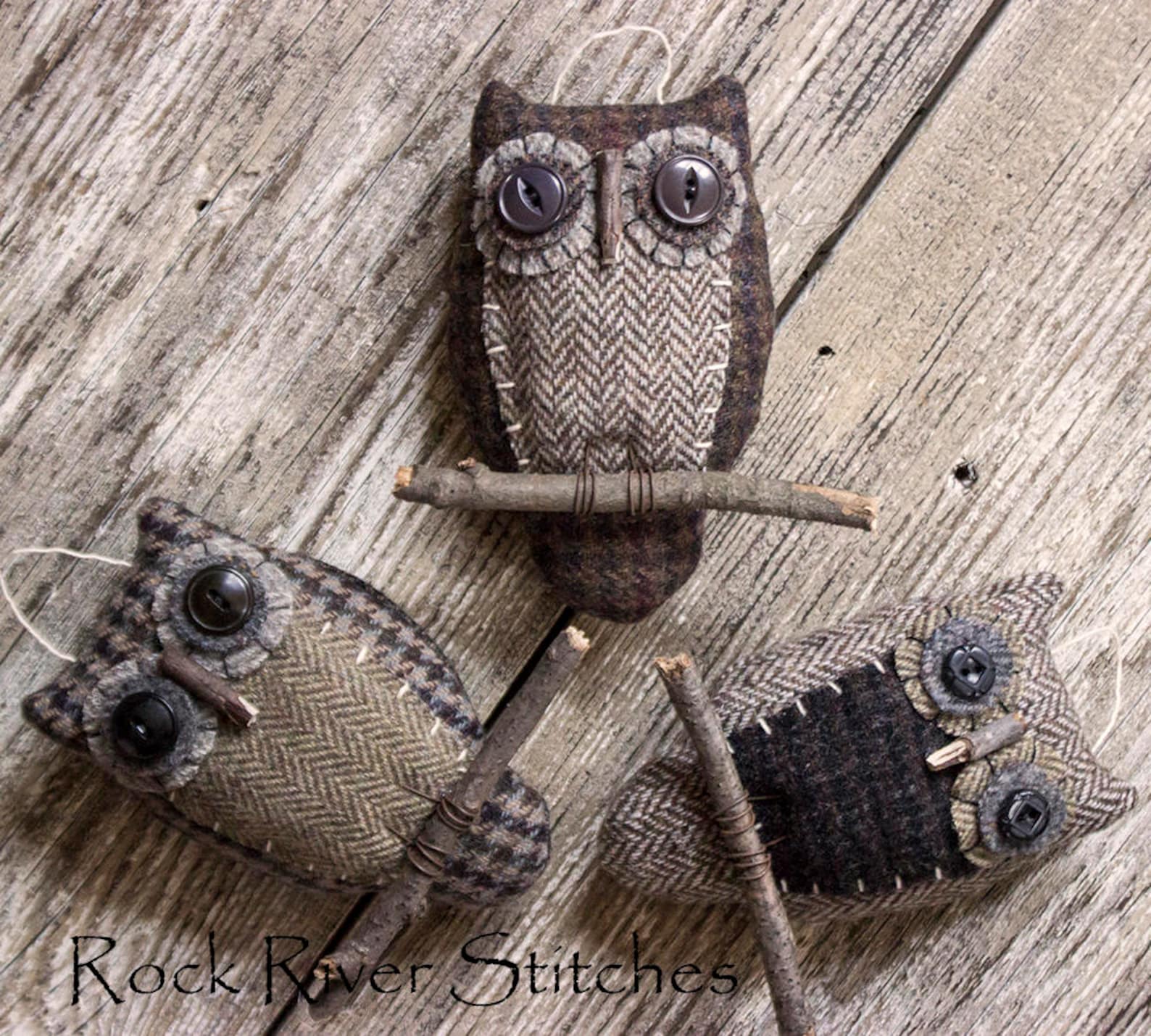 PATTERN Primitive Owl Folk Art Ornie Digital PDF Pattern, Owl Sewing ...