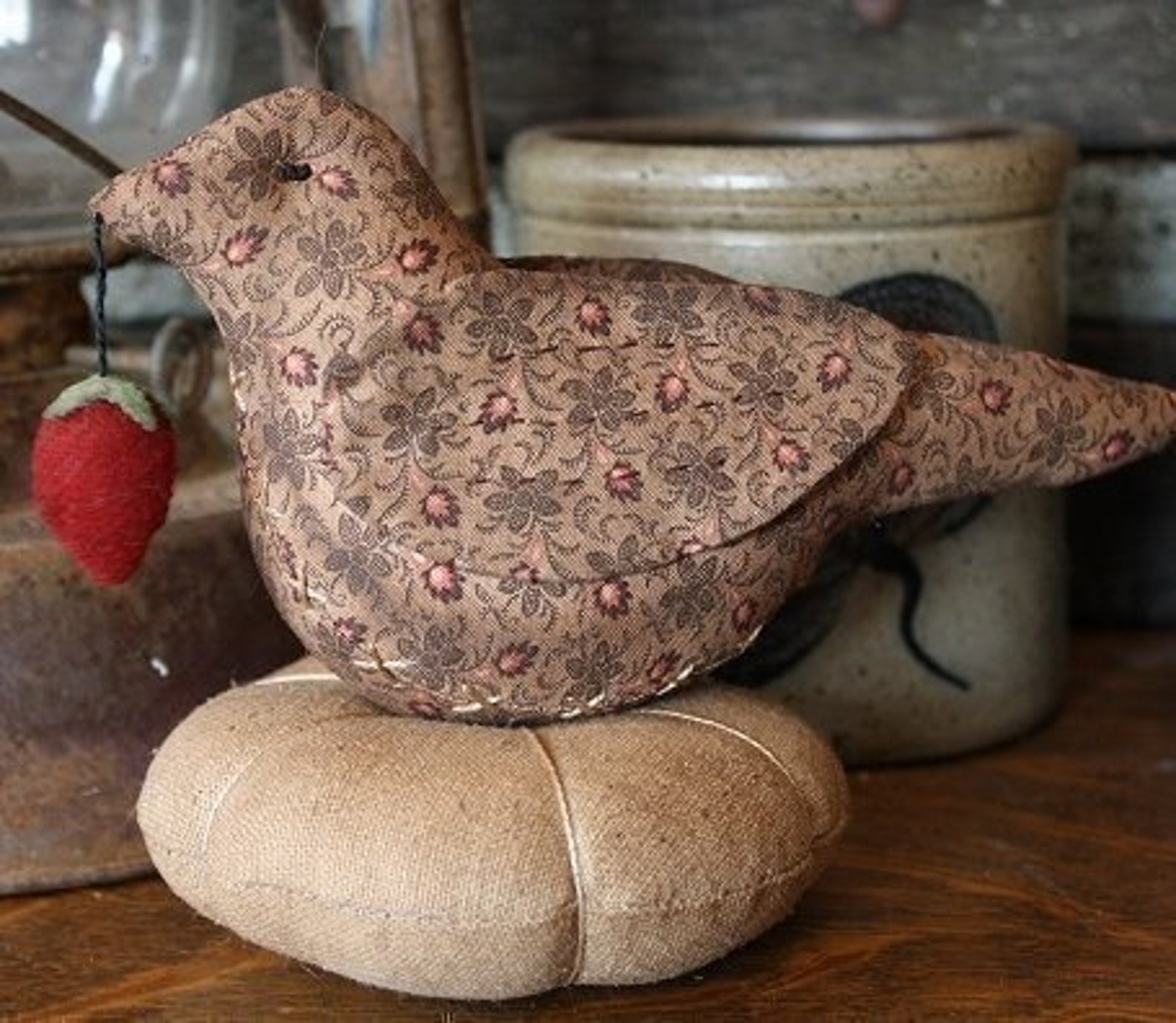 PATTERN Primitive Folk Art Bird Pincushion Digital PDF Pattern ...