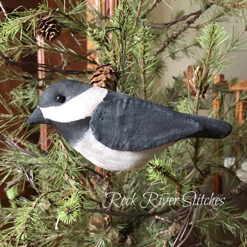 PATTERN Primitive Chickadee Bird Ornament PDF Pattern Home | Etsy