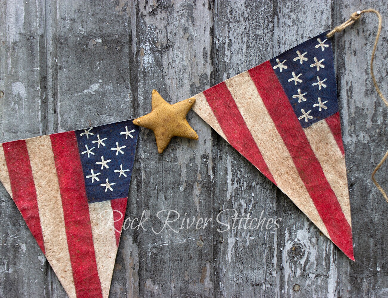 PDF Pattern Primitive Americana Flag Pennant Banner Sewing - Etsy