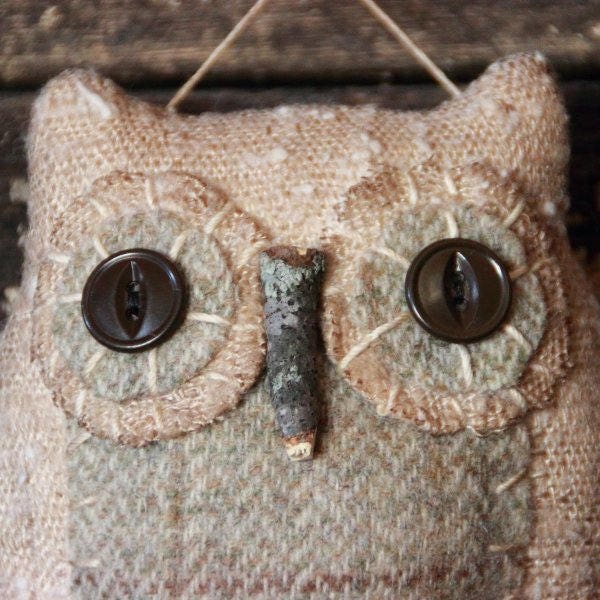 PATTERN Primitive Owl Folk Art Ornie Digital PDF Pattern, Owl Sewing ...