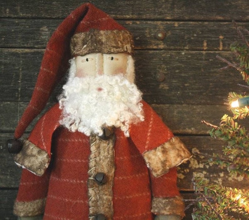 PATTERN Primitive Christmas Folk Art Santa Doll Digital PDF - Etsy
